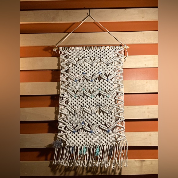Bella Lux | Wall Decor | Bella Lux Macrame Art White With Grey Blue And ...